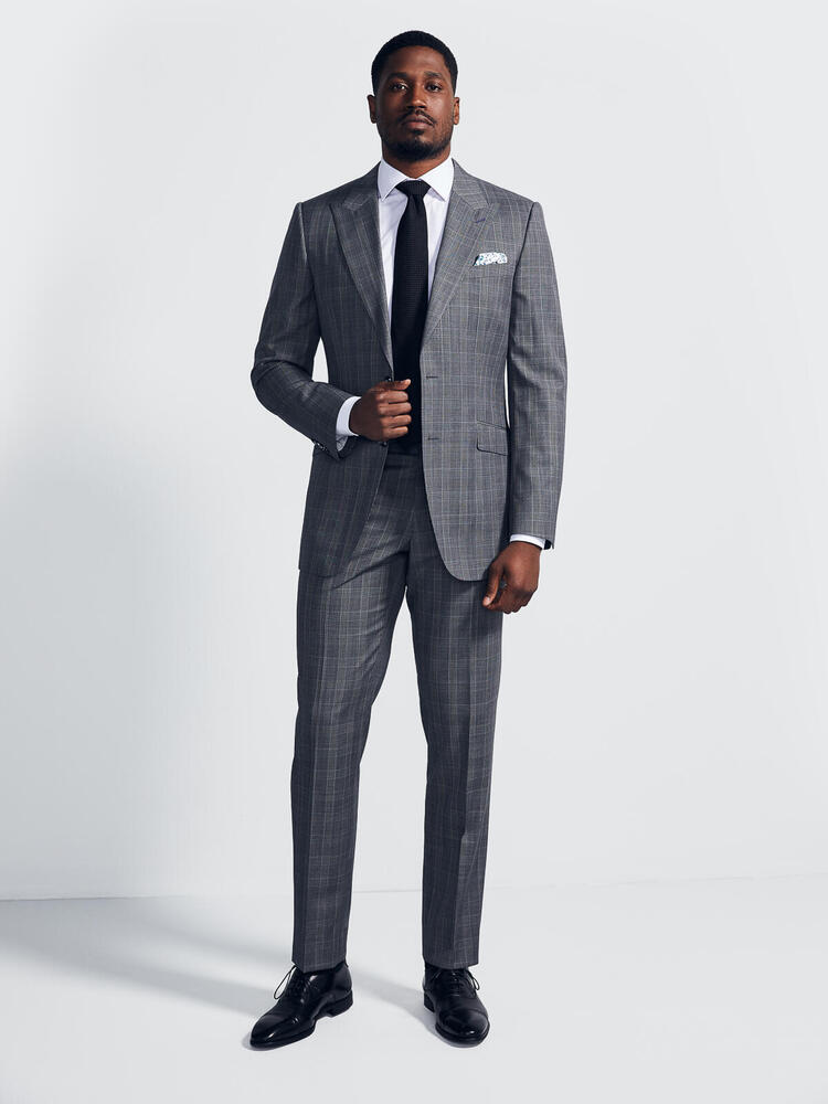 Tailor-made Grey and Blue Glen Check Wool Suit