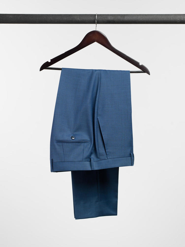 Complet bleu cristal en laine pour homme - Surmesur