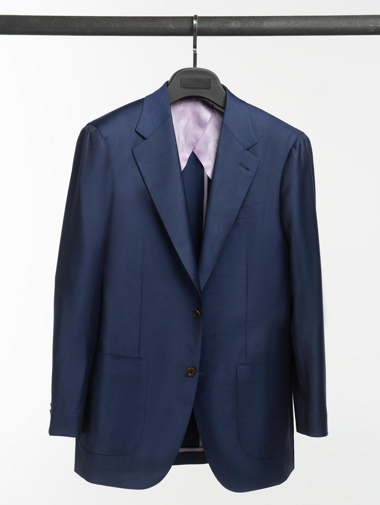 Blueberry Blue Plain Worsted Wool Suit for Men - Surmesur