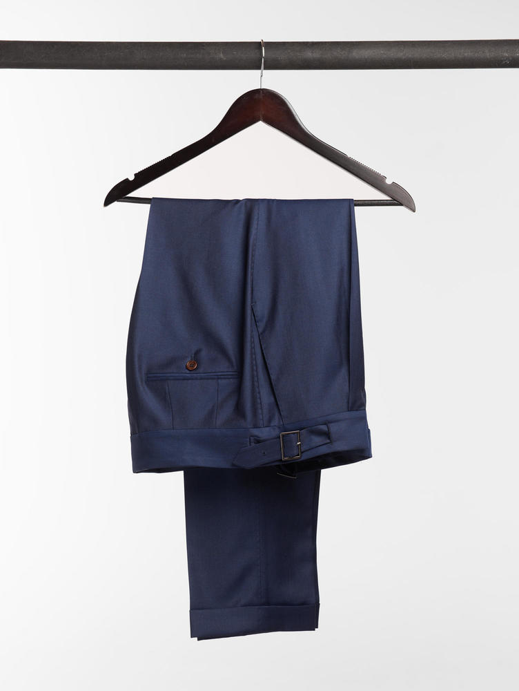 Blueberry Blue Plain Worsted Wool Suit for Men - Surmesur