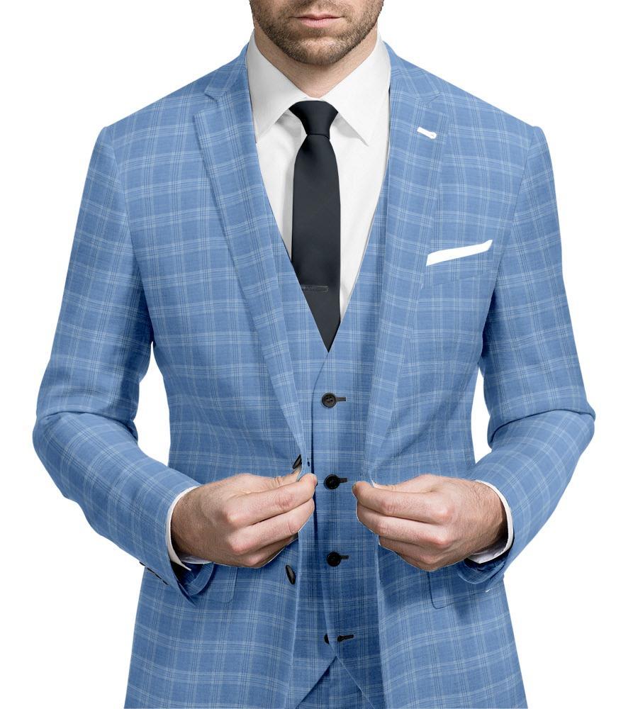 Light Blue Plaid Waistcoat - Surmesur